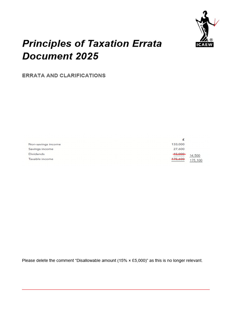 Principles of Taxation Errata 2025 | PDF