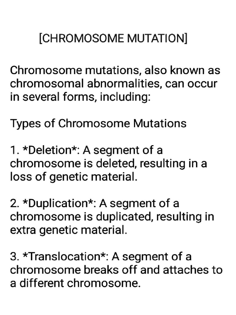Chromosome Mutations | PDF