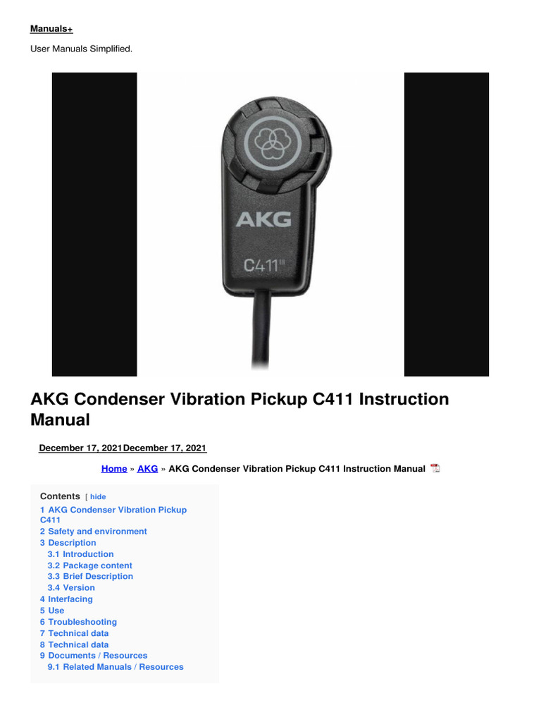 Condenser Vibration Pickup c411 Manual | PDF | Electrical Connector ...
