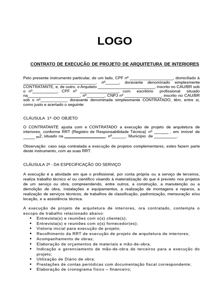 Modelo Contrato Arquitetura de Interiores | PDF | Arbitragem