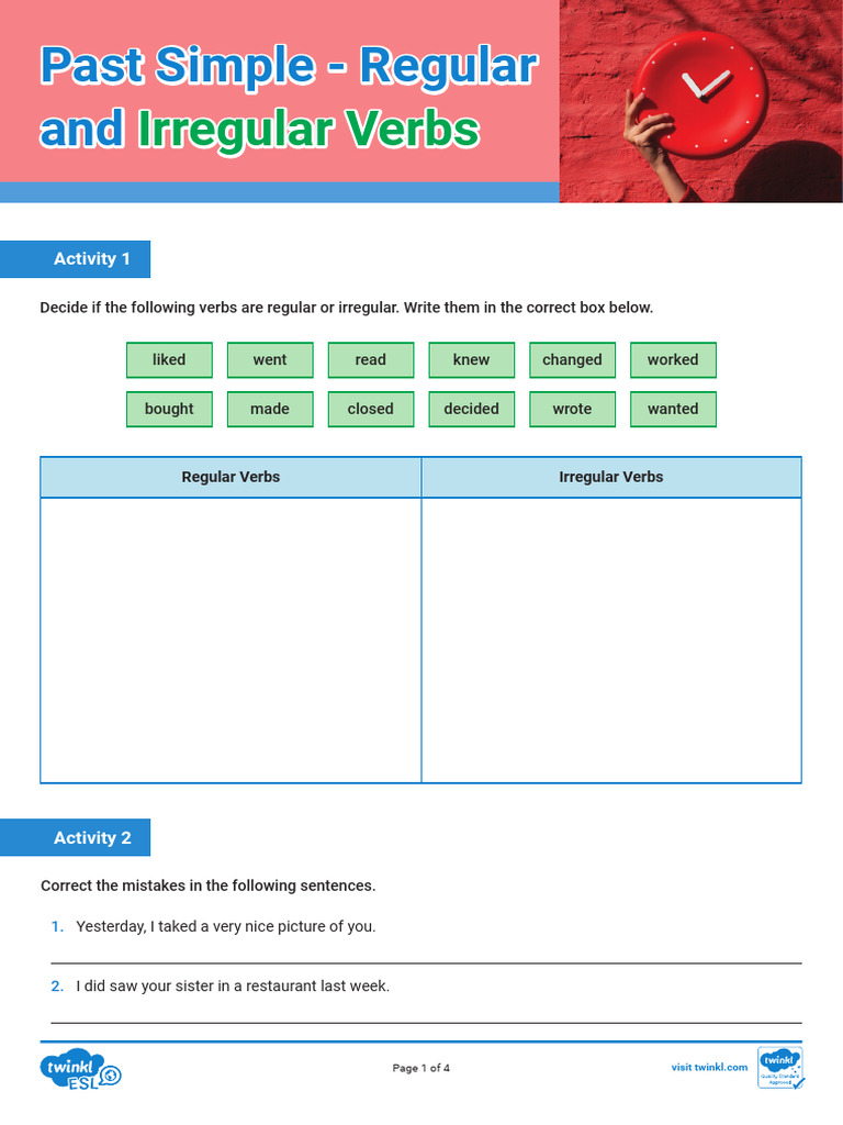Past Simple: Regular & Irregular Verbs | PDF | Language Mechanics ...