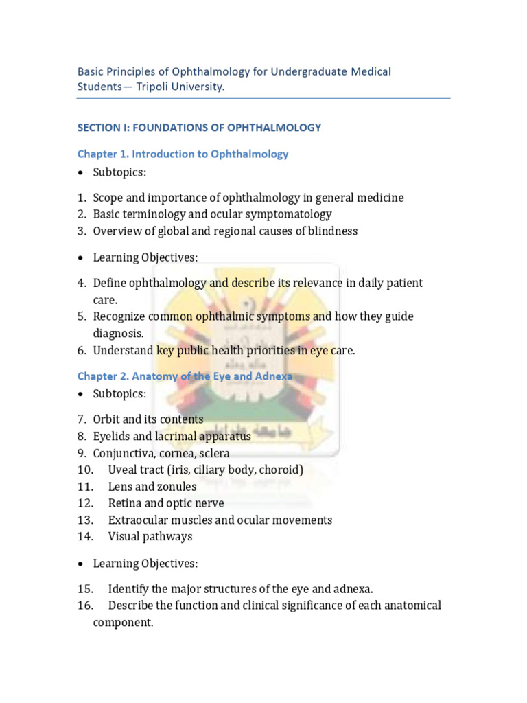 Proposed Table of Content | PDF | Human Eye | Ophthalmology