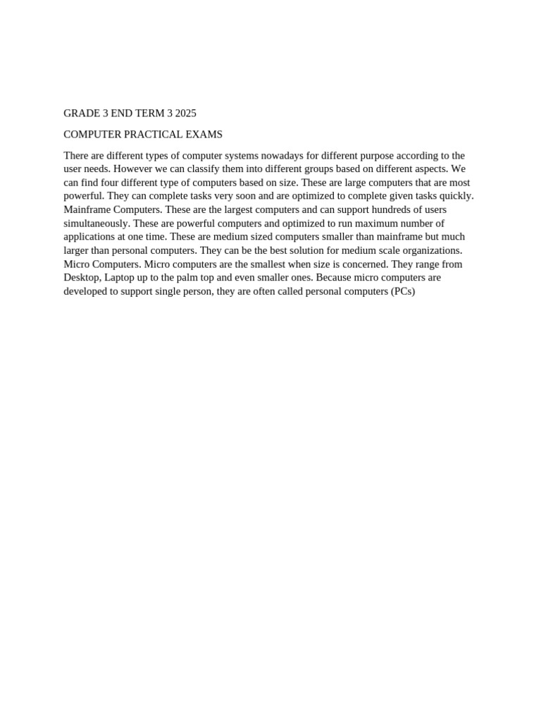Grade 3 Computer Systems Overview | PDF