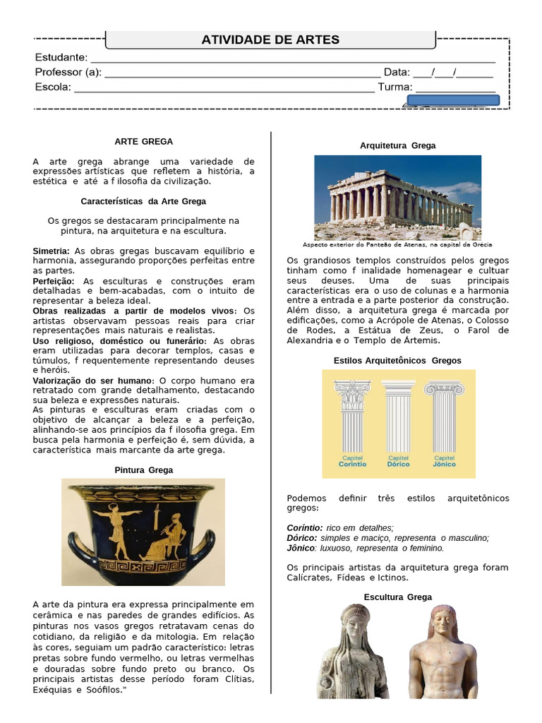 Características da Arte Grega | PDF | Escultura | Grécia Antiga