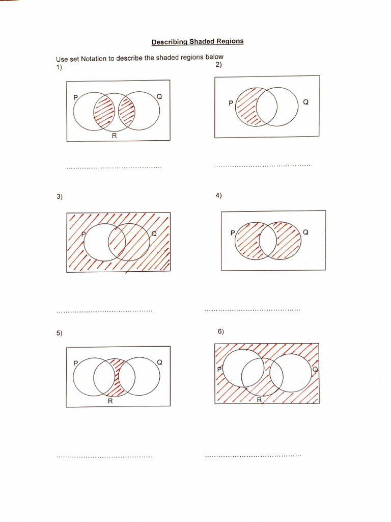 Set Notation for Shaded Regions | PDF