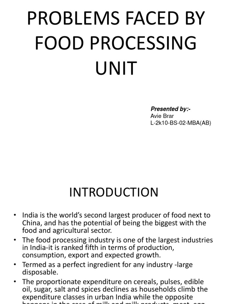 Food Processing Unit Problems | PDF | Foods | Vegetables