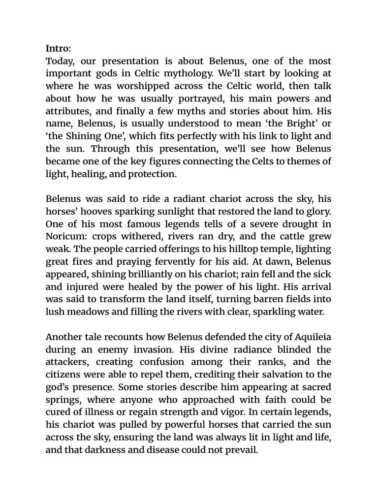 Belenus: Celtic God of Light and Healing | PDF