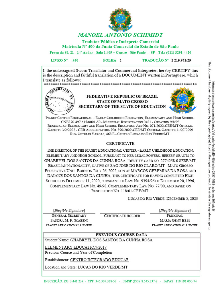 Certificate of High School Completion | PDF