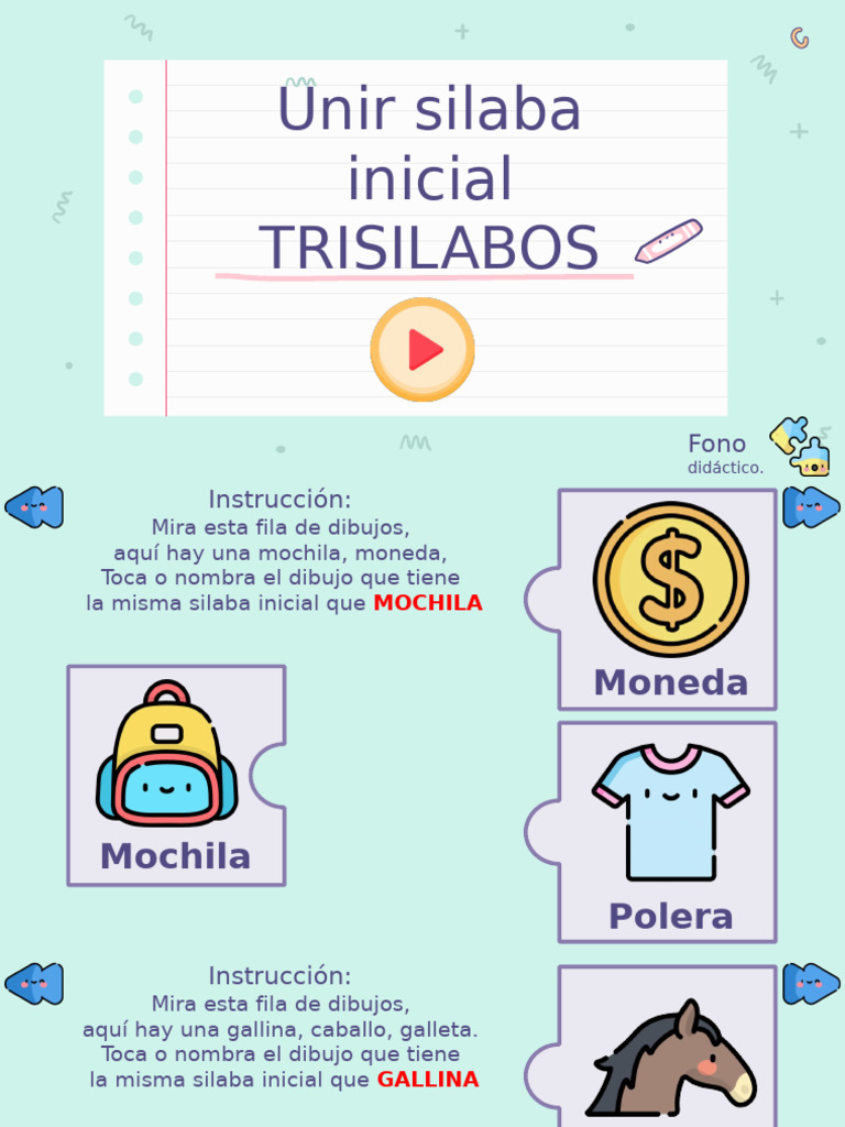 Unir Silaba Inicial TRISILABOS | PDF
