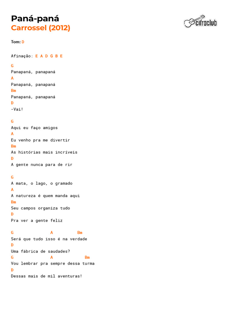 Letra e cifras de Panapaná | PDF