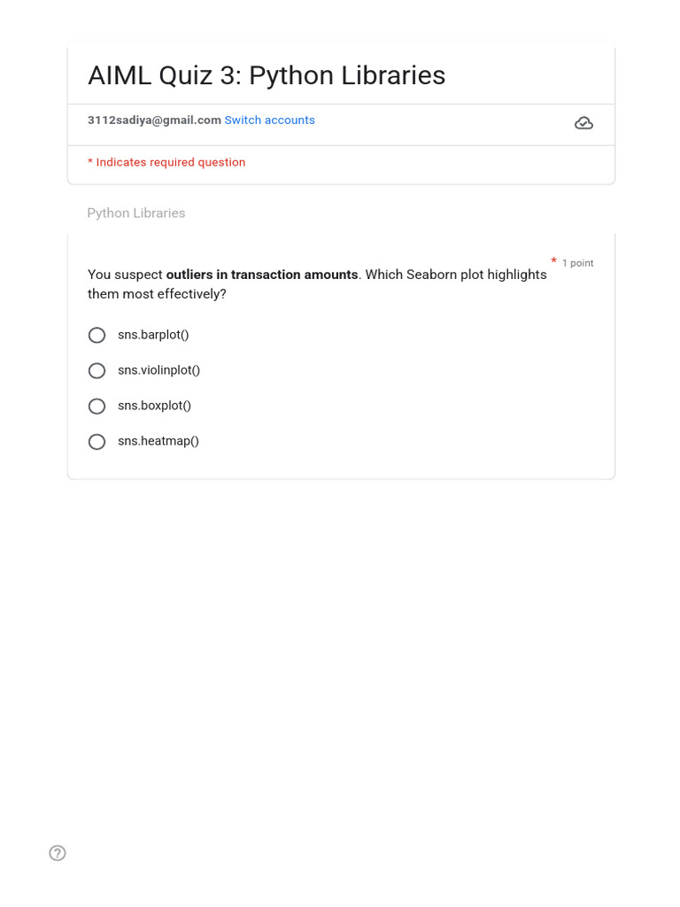 AIML Quiz 3 - Python Libraries | PDF