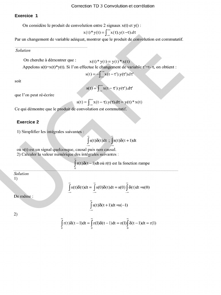 Correction TD3 Convolution Et Corrélation | PDF
