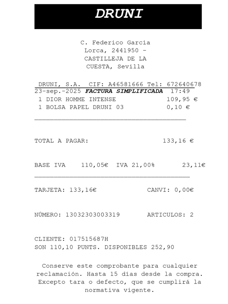 Factura Simplificada Druni Lorca | PDF