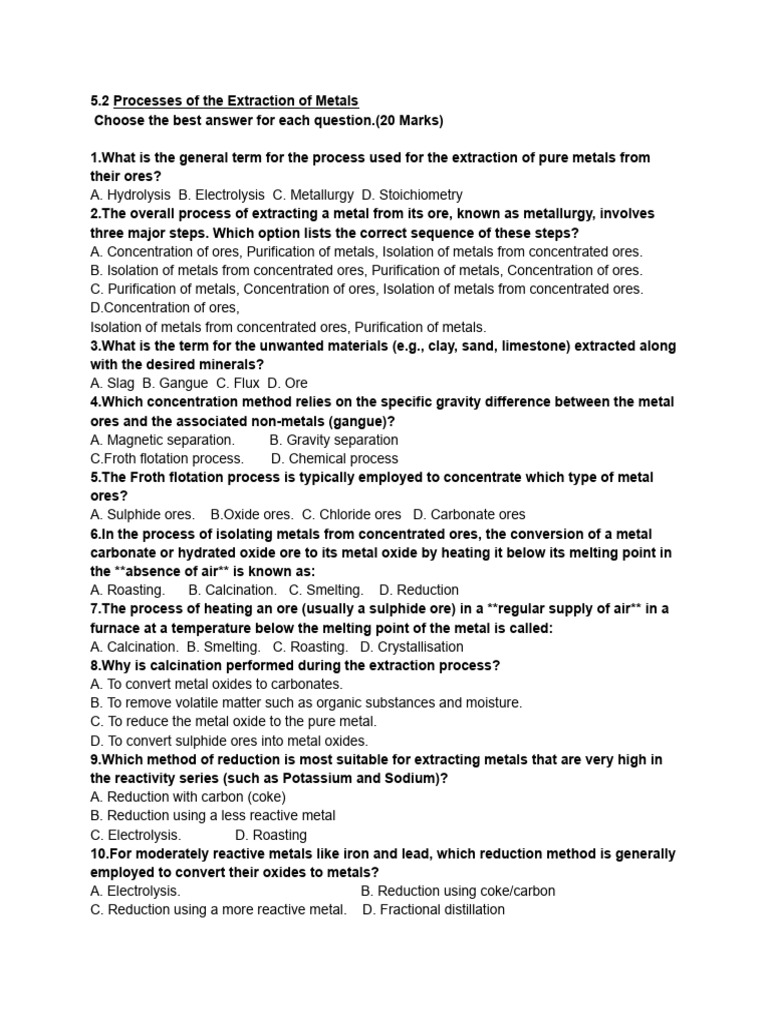 Grade 11 Chapter 5 Best Answer | PDF | Ore | Redox