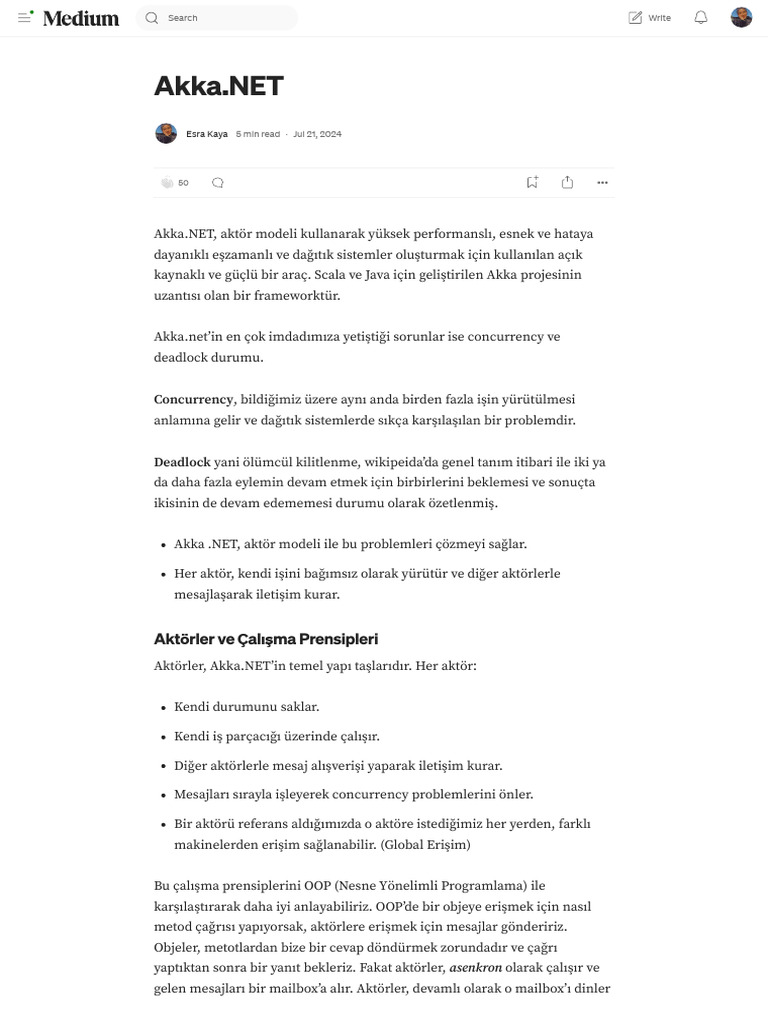 Akka - NET, Aktör Modeli Kullanarak - by Esra Kaya - Medium | PDF