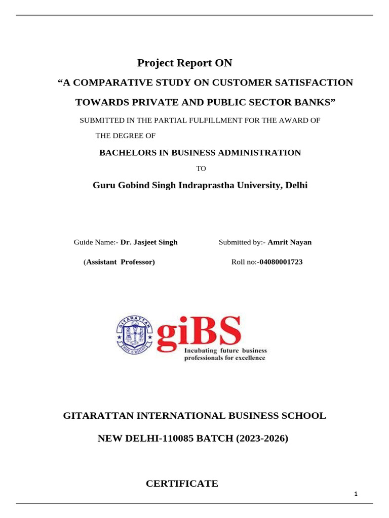 Major Project Report Nayan 100 | PDF | Banks | Customer Satisfaction