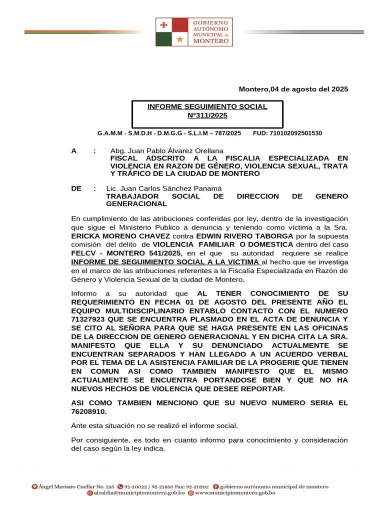 Ericka Moreno Chavez 541 - 2025 Seguimiento | PDF