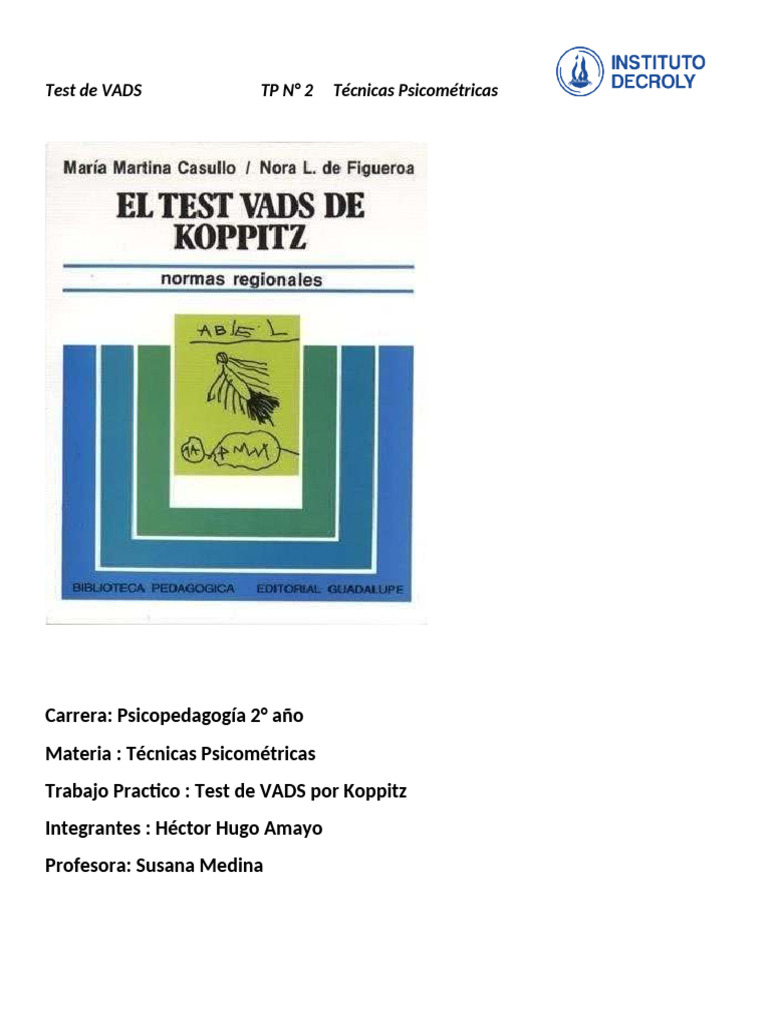 Evaluación del Test de VADS | PDF | Memoria | Sistema nervioso