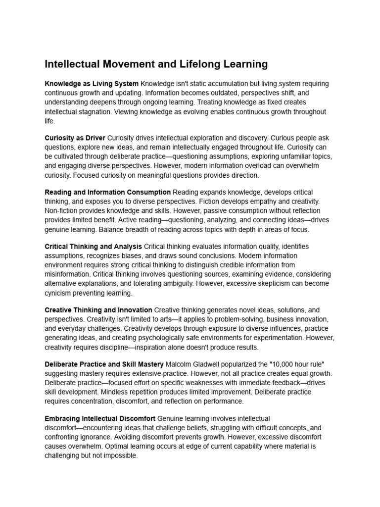 Intellectual Movement and Lifelong Learning | PDF | Critical Thinking ...
