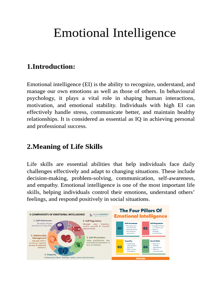 Emotional Intelligence in Life Skills Education | PDF | Emotional ...