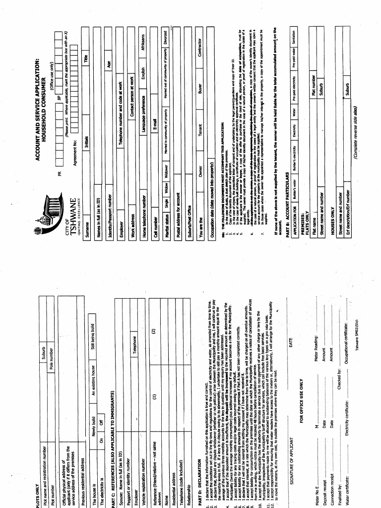Application Form For Residential Electricity and Water Supply | PDF