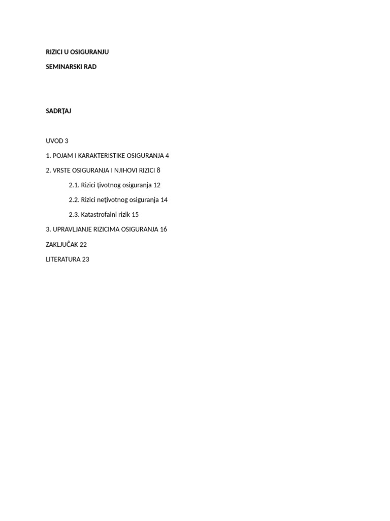 Rizici U Osiguranju | PDF