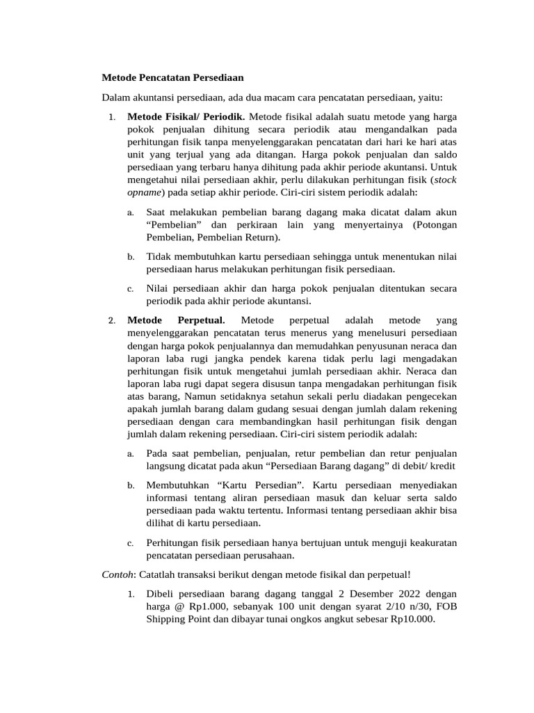 Metode Pencatatan Persediaan Akuntansi | PDF