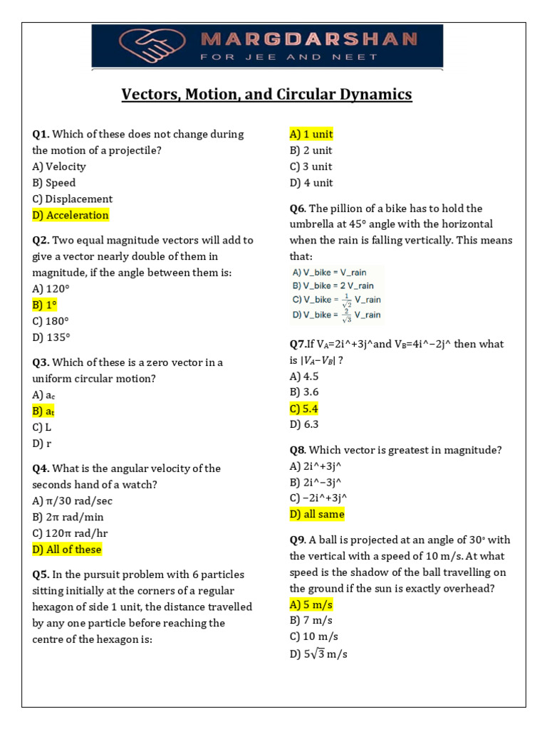 Projectile Motion and Vector Dynamics Quiz | PDF | Acceleration | Space