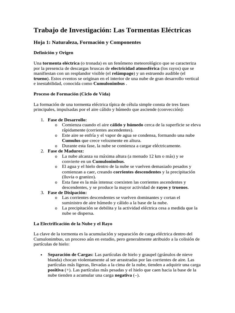 Fases y Consecuencias de Tormentas Eléctricas | PDF | Relámpago | Tormenta