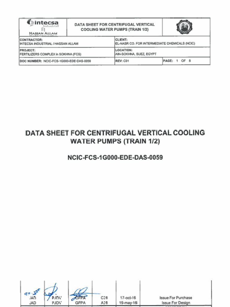 Centrifugal Cooling Water Pump Data | PDF | Pump | Liquids