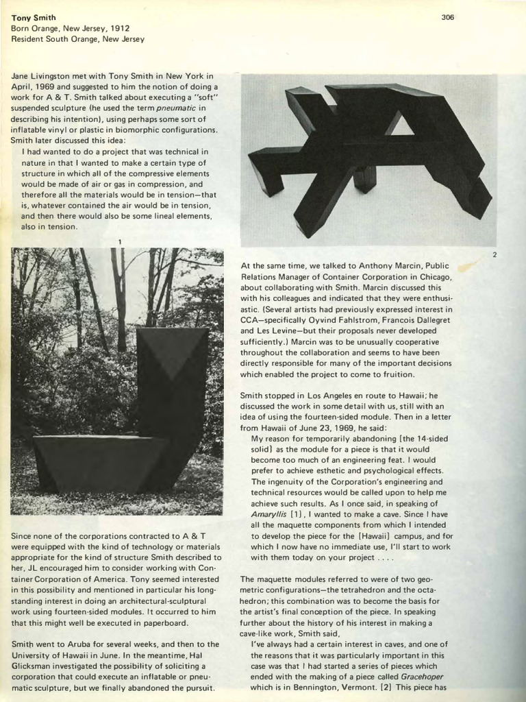 Tony Smith's Inflatable Sculpture Concept | PDF