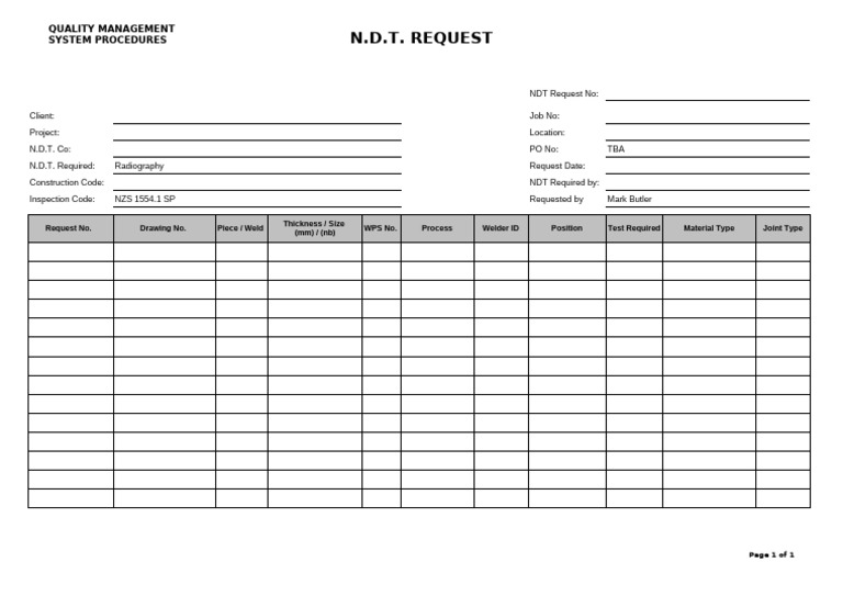 RT - NDT Request | PDF
