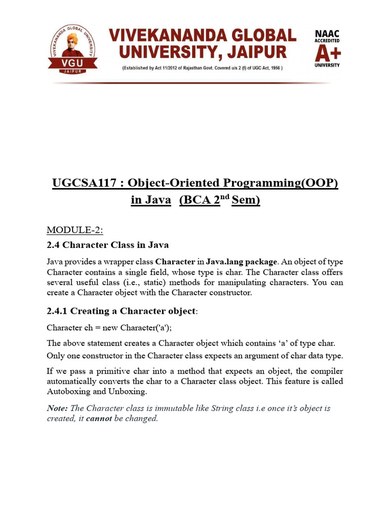 2.4 Character Class in Java and Java Strings | PDF | String (Computer Science) | Programming