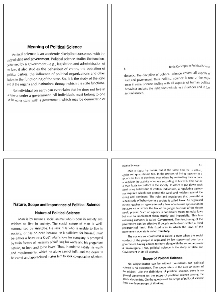 Political Science - Meaning, Nature & The Importance of The Study | PDF