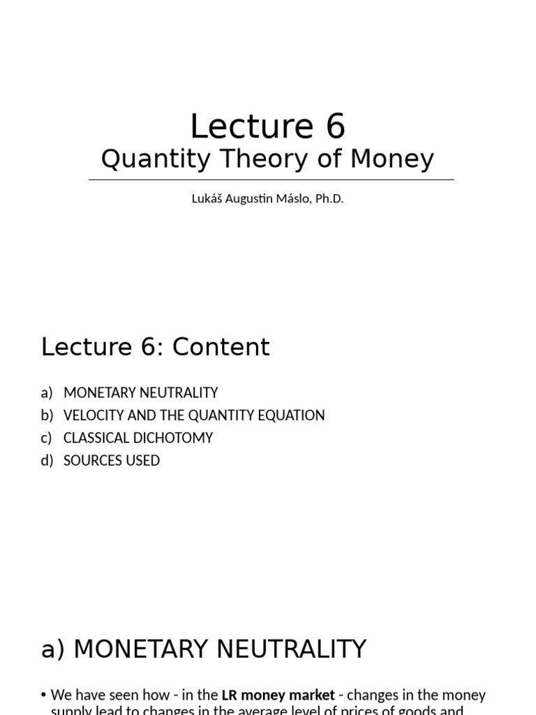 Quantity Theory of Money Explained | PDF | Inflation | Quantity Theory ...