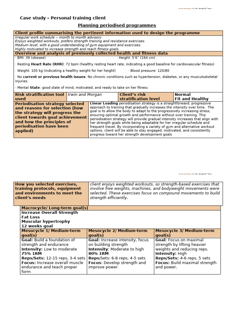 Personal Training Case Study: Strength Program | PDF | Strength ...
