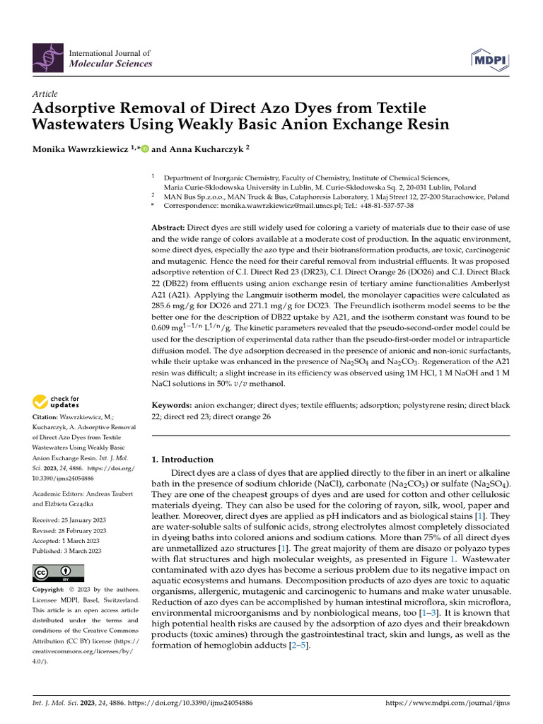 2023_Adsorptive Removal of Direct Azo Dyes from Textile wastewaters ...