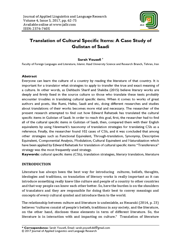 Translation Strategies for Cultural Items | PDF | Translations ...