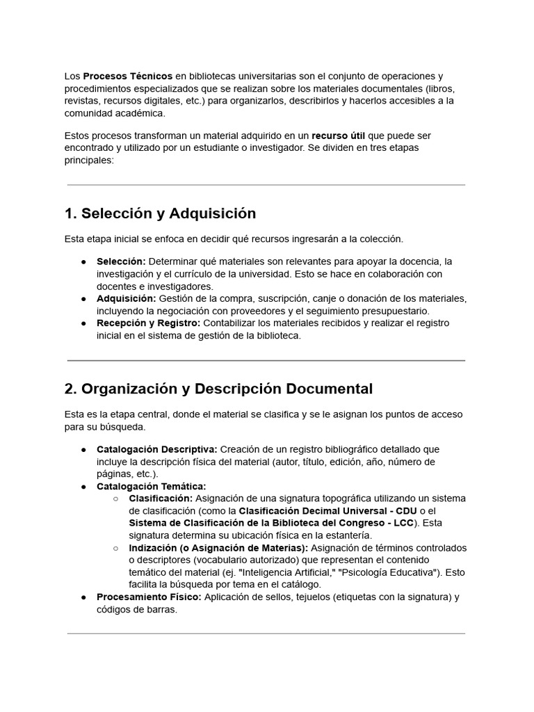 Procesos Técnicos en Bibliotecas Universitarias | PDF | Metadatos | Informática