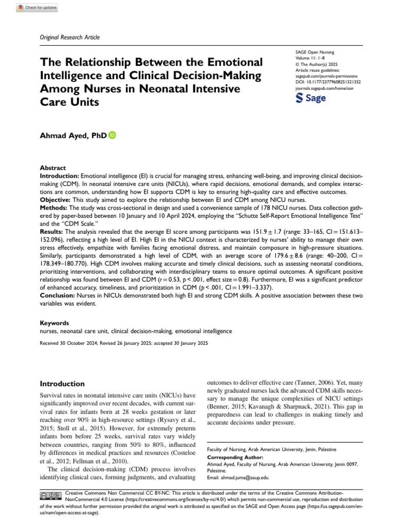 Emotional Intelligence and NICU Decision-Making | PDF | Emotional ...