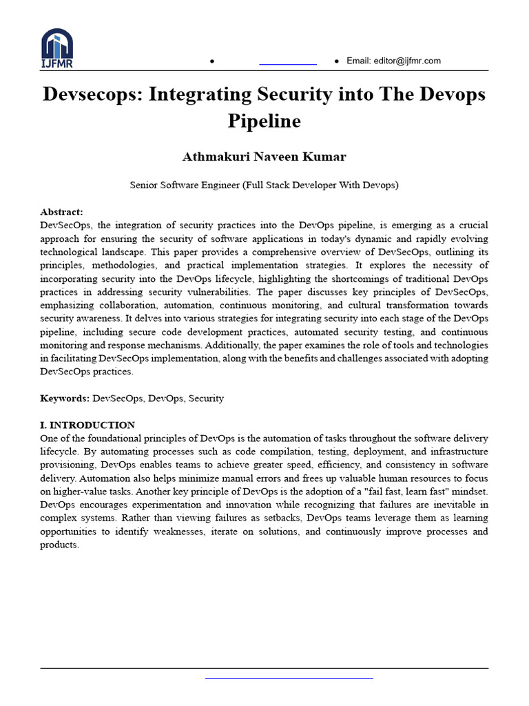 Devsecops - Integrating Security Into The Devops Pipeline | PDF | Computer Security | Security