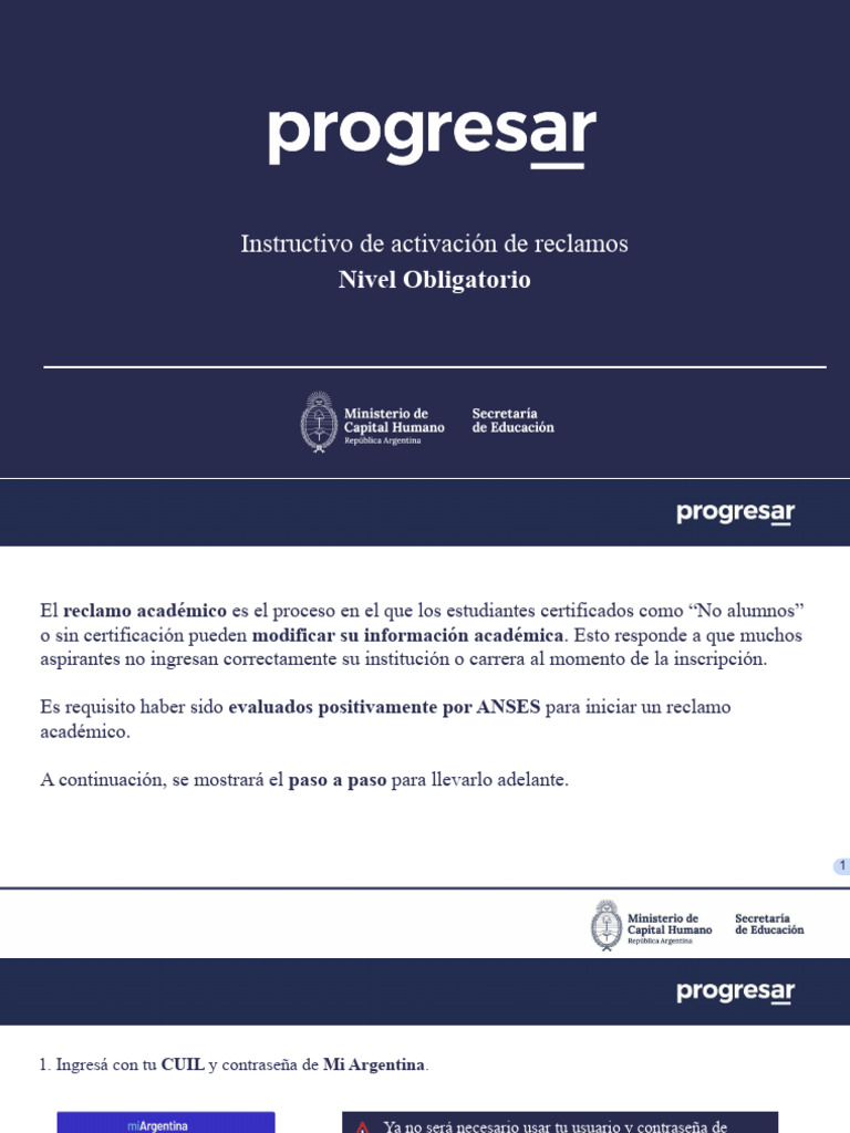 Instructivo de Activación de Reclamos Nivel Obligatorio | PDF