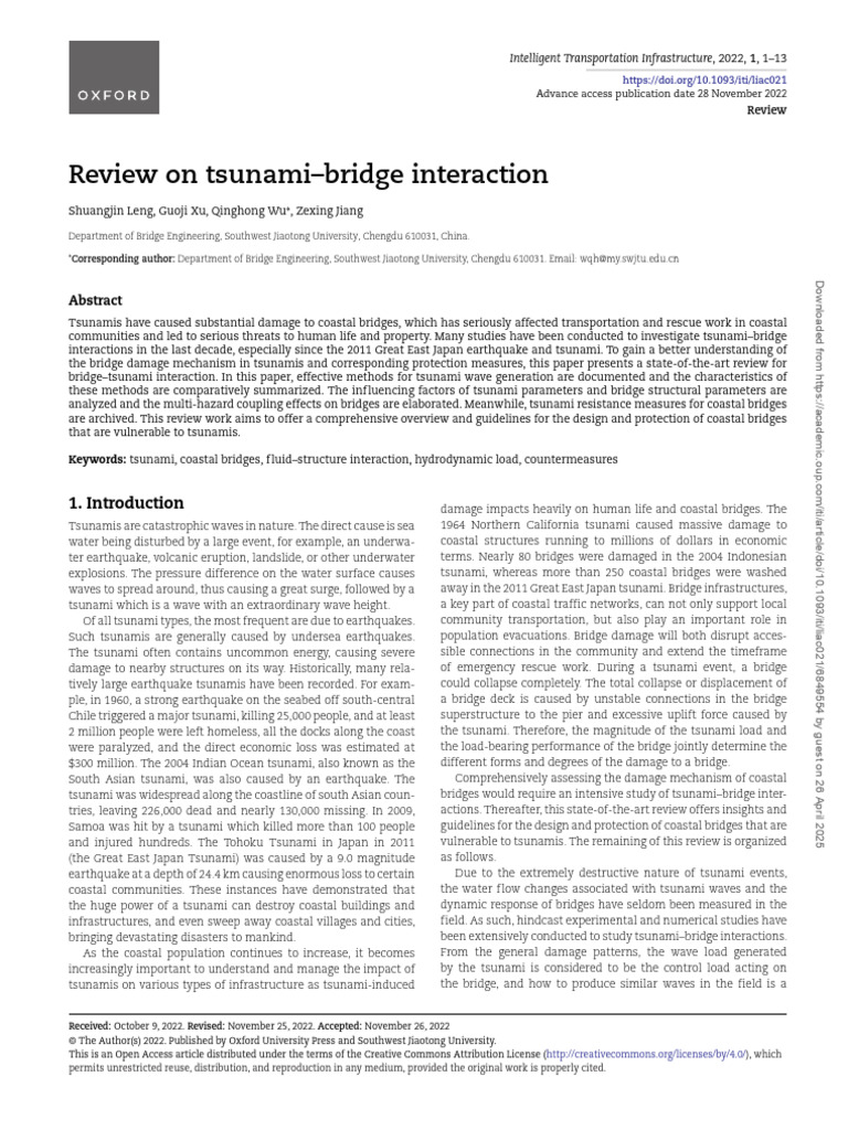 Tsunami-Bridge Interaction Review | PDF | Tsunami | Waves