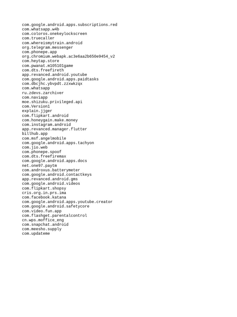 List of Android App Package Names | PDF