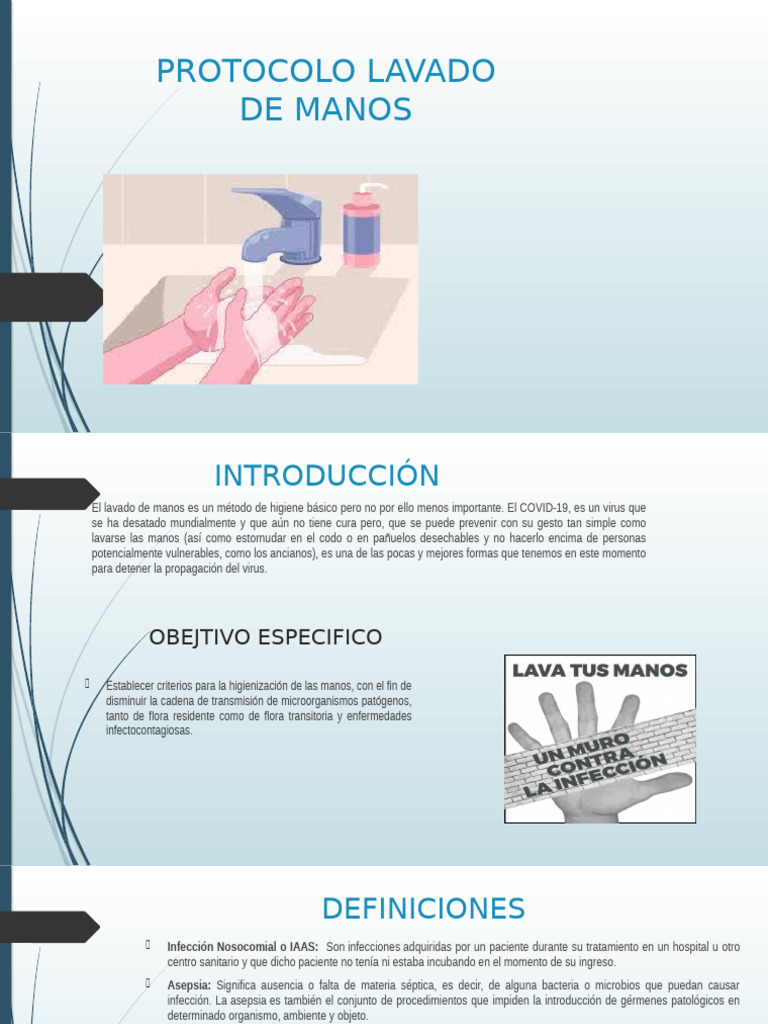 Presentación Protocolo Lavado de Manos MAYO | PDF | Lavado de manos ...