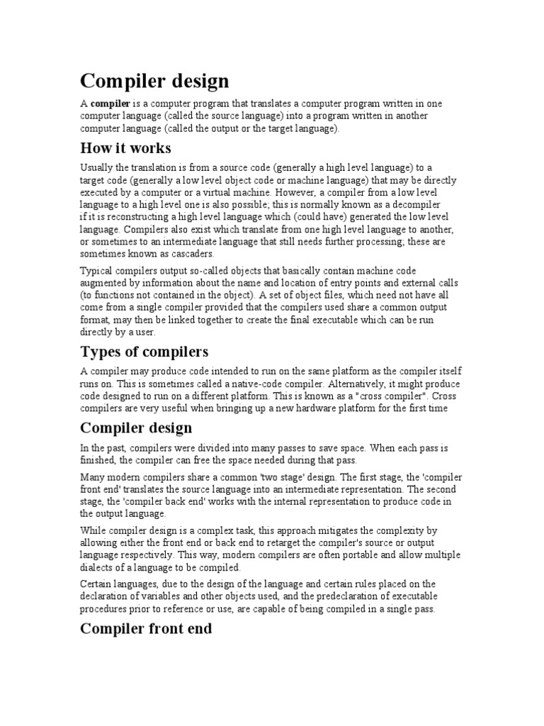 Compiler Design Introduction | PDF | Compiler | Parsing Compiler Design Introduction | PDF | Compiler | Parsing