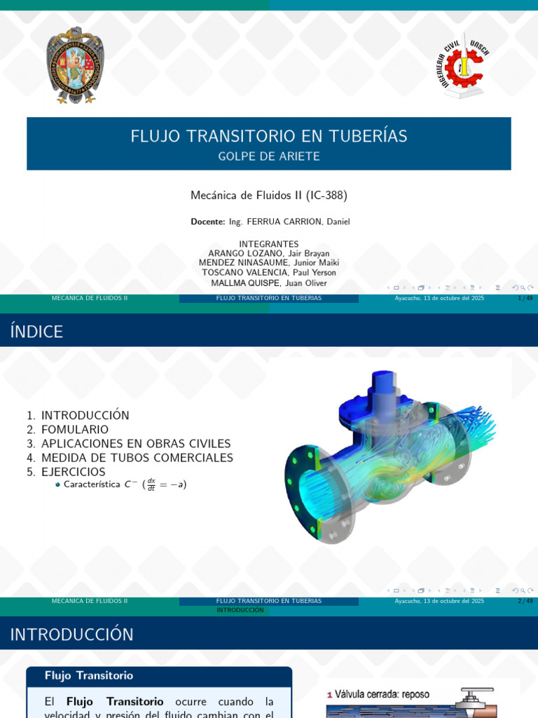 Golpe de Ariete en Tuberías: Análisis y Soluciones | PDF | Ecuaciones ...