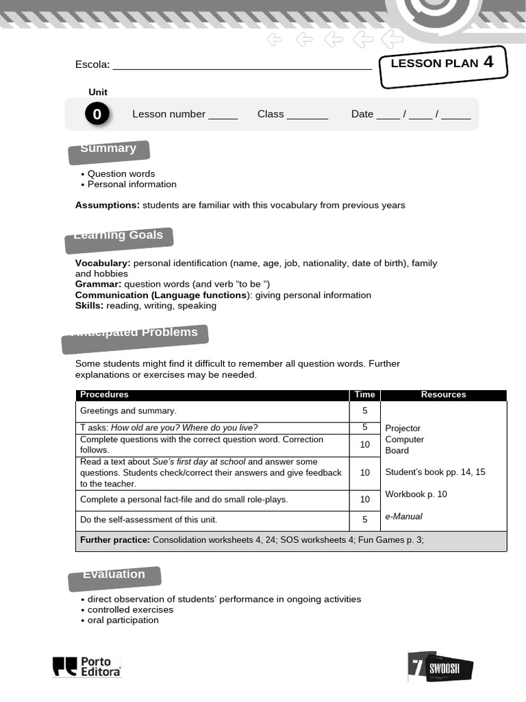 Personal Information Lesson Plan | PDF