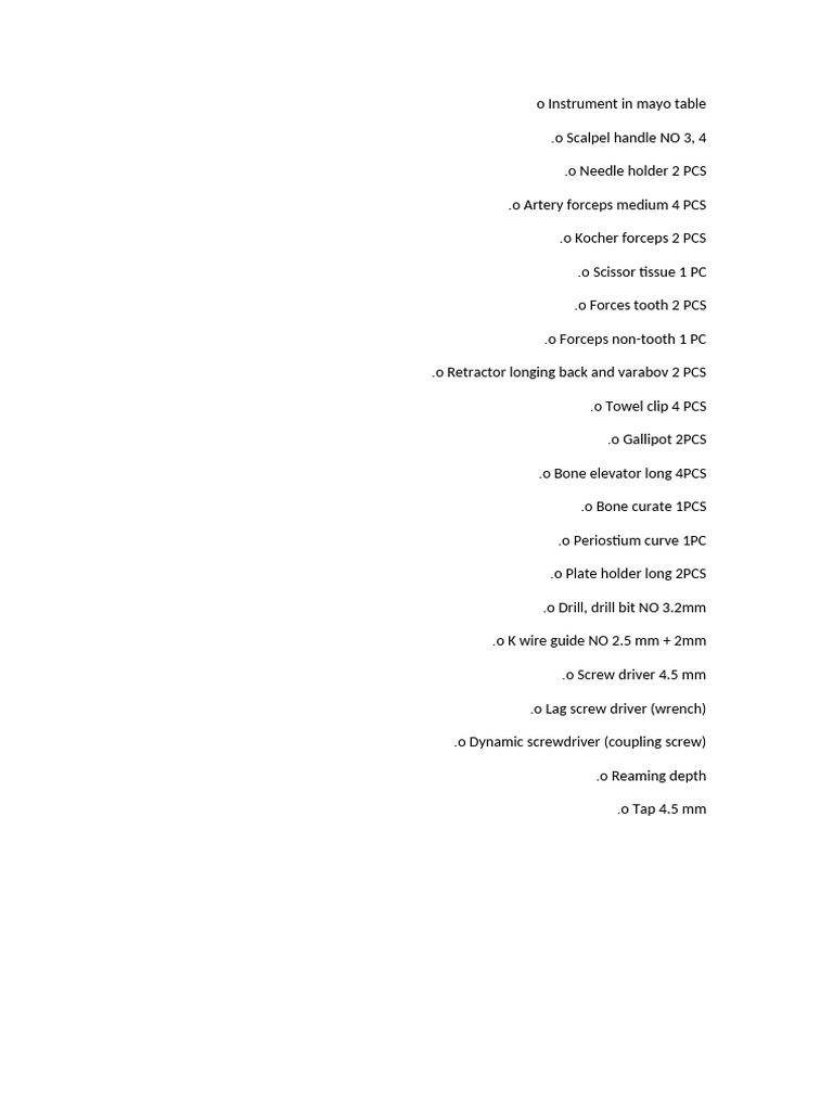 Surgical Instrument Inventory List | PDF