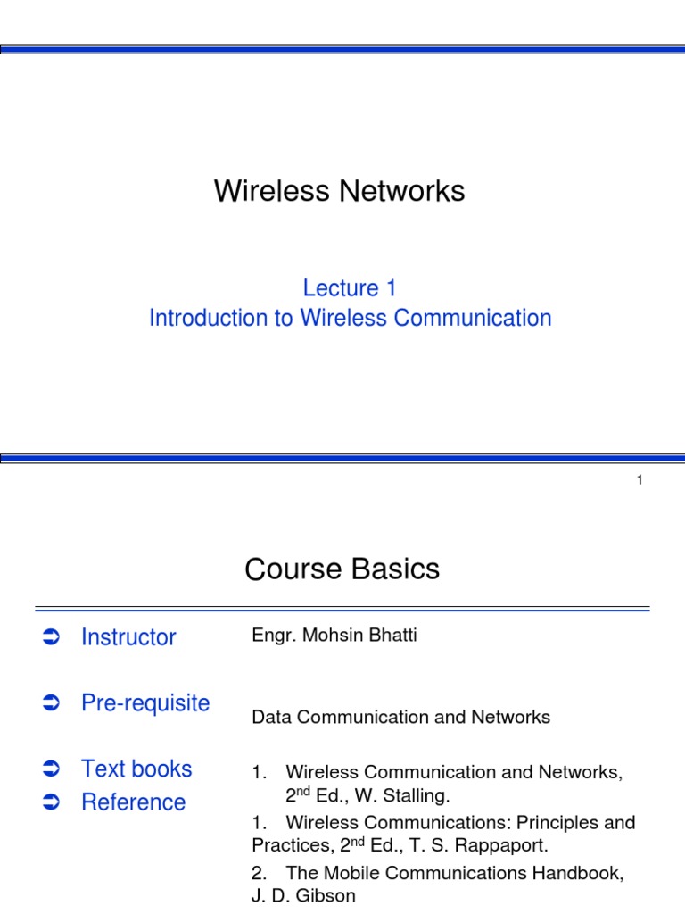 Wireless Networks: Introduction To Wireless Communication | Download Free PDF | Signal To Noise ...
